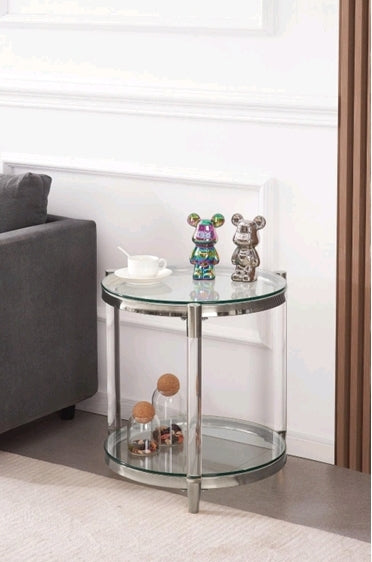 Round Stainless-Steel Side Table with Acrylic Legs – VEERENZO